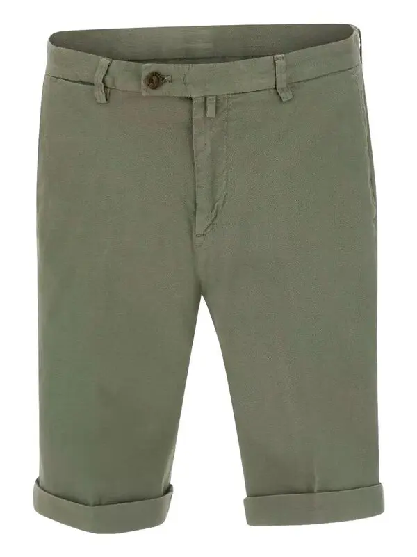 BRIGLIA 1949 Honeycomb Texture Turn-up Shorts - Green