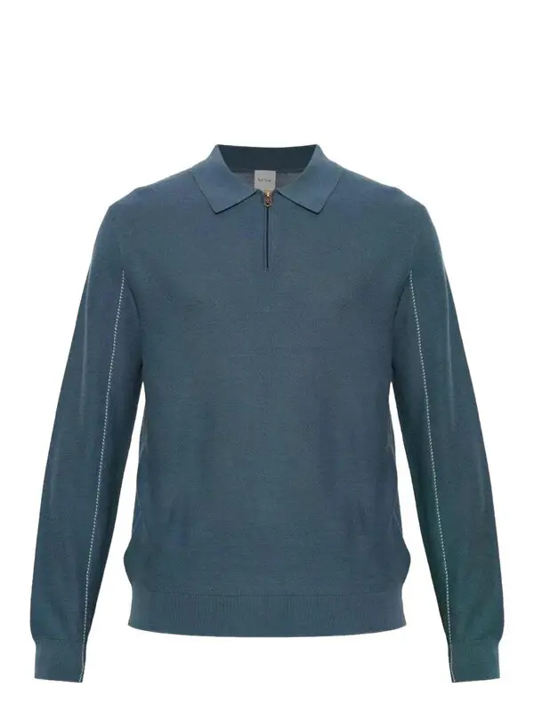 Paul Smith Quarter-zip Long-sleeve Sweater - Blue