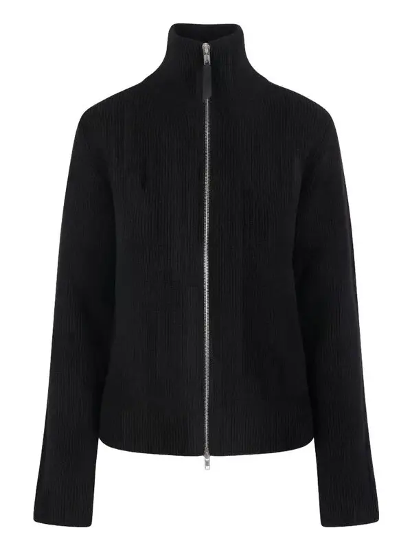 MAISON MARGIELA Zip-up Ribbed Knit Cardigan - Black