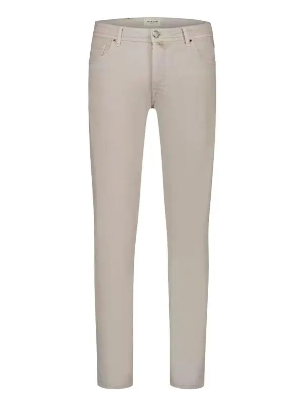 Jacob Cohen Logo-plaque Slim-fit Trousers - Neutrals