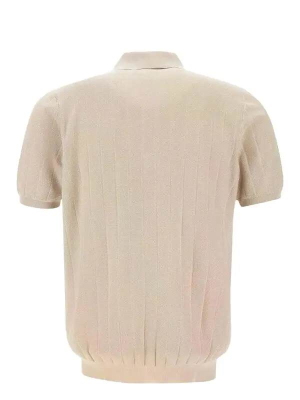 DELLA CIANA Maxi-ribbed Cotton Polo Shirt - Neutrals