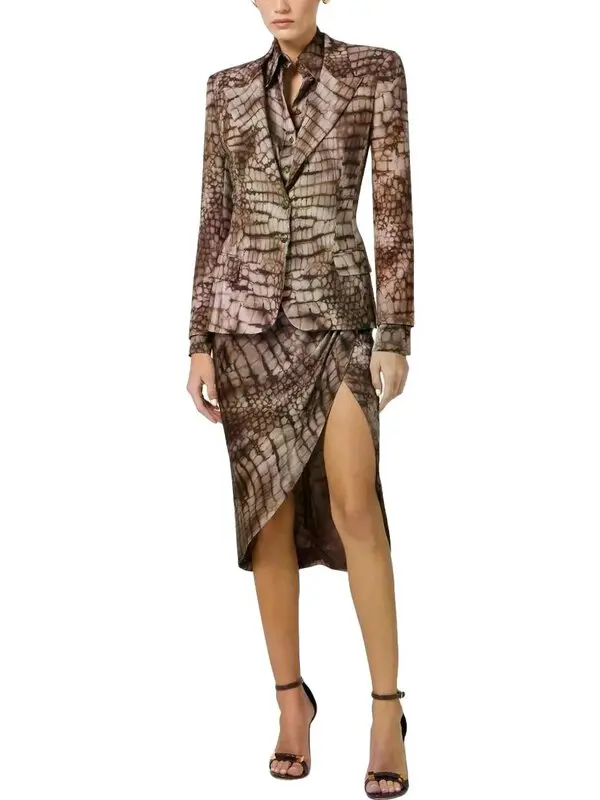 Elisabetta Franchi Cropped Blazer - Brown