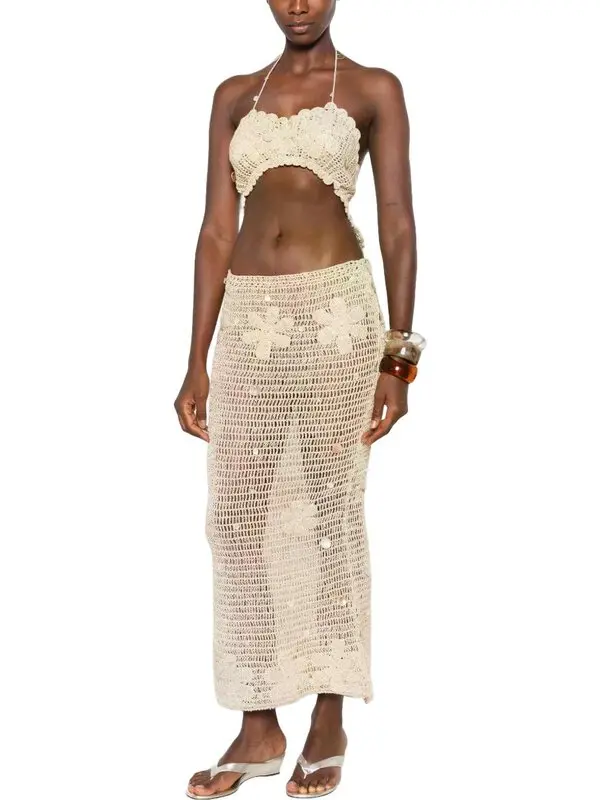 ASTA RESORT Charlotte Crochet Maxi Skirt - Neutrals