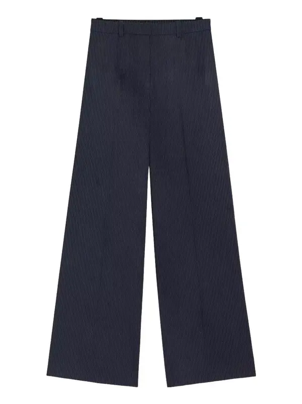 Hugo Regular-fit Wide-leg Pants In Pinstripe Stretch Fabric - Blue