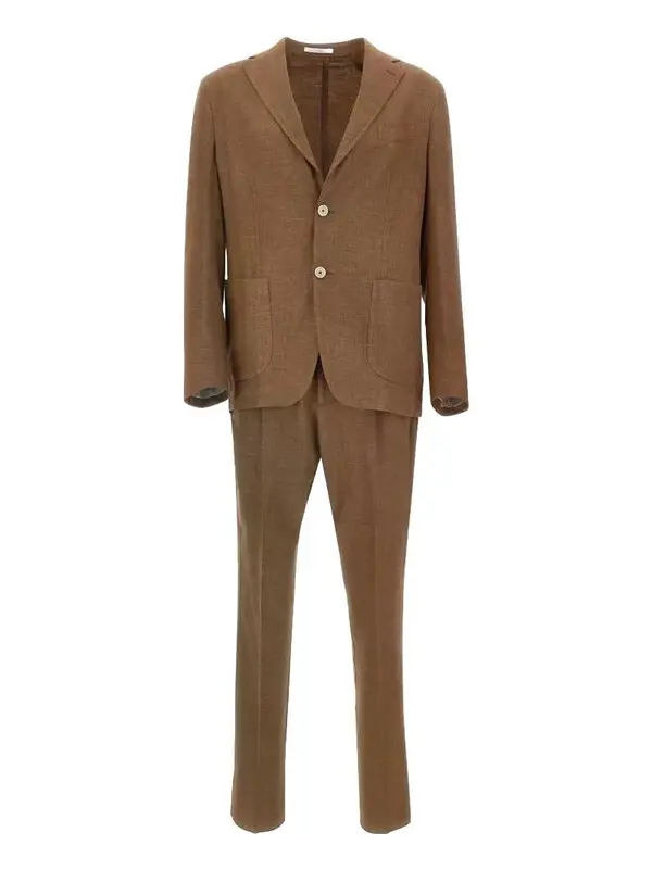 Eleventy Single-breasted Patch-pocket Suit - Brown