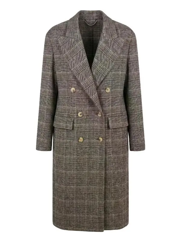 Ermanno Scervino Checked Double-breasted Coat - Brown