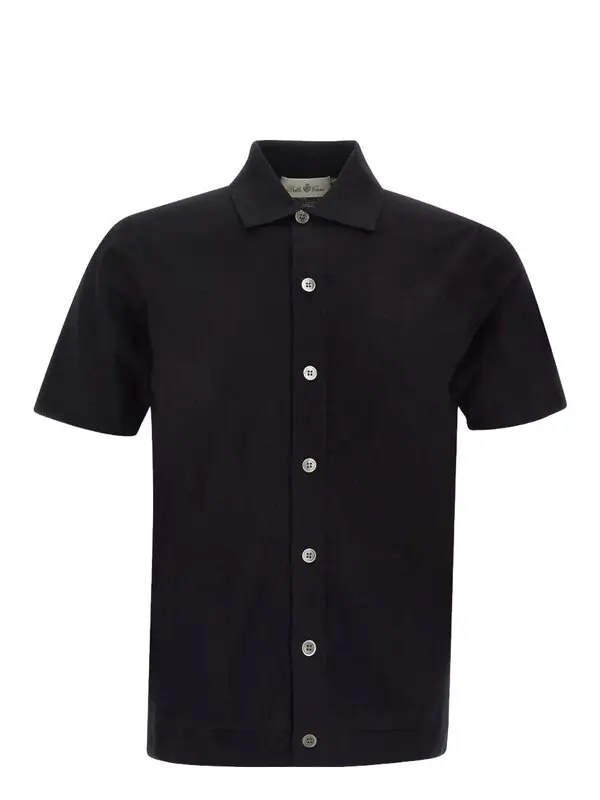 DELLA CIANA Short-sleeve Cotton-knit Shirt - Black