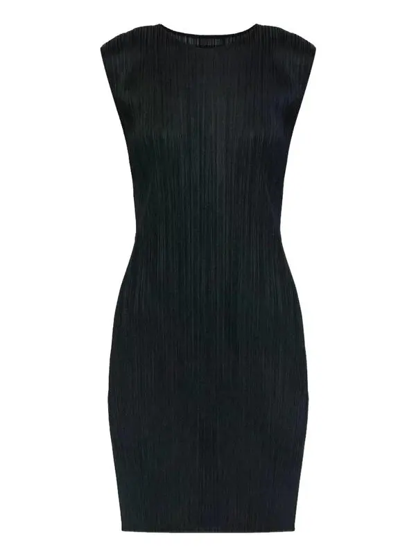Issey Miyake Pleated Sleeveless Mini Dress - Black