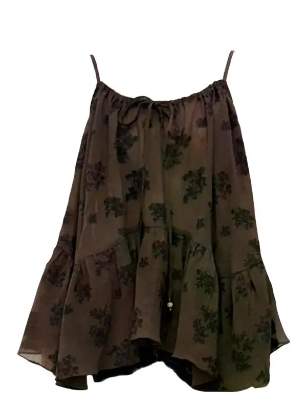 ÉPINGLER Floral Print Ruffled Blouse - Brown