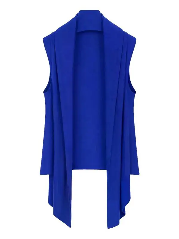 Alberta Ferretti Sleeveless Open-front Draped Top With Shawl Lapels - Blue