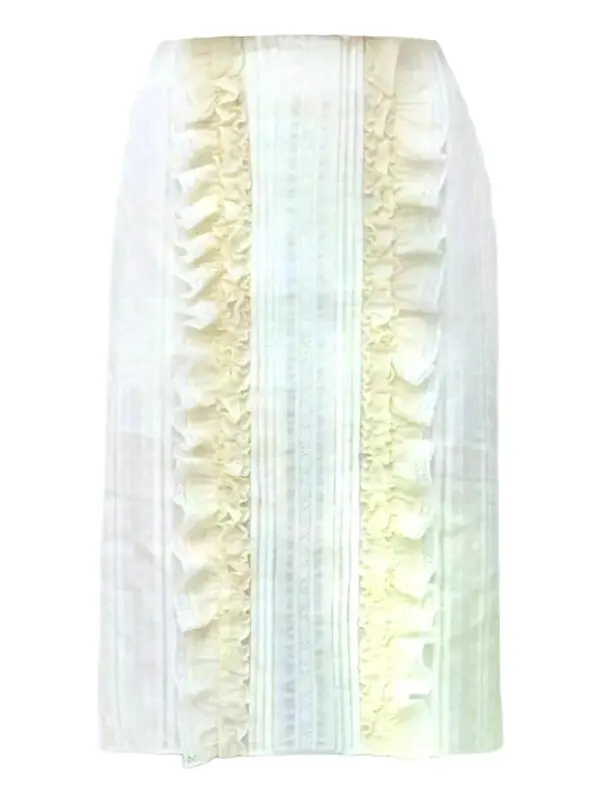 ÉPINGLER Ruffled High-waisted Midi Skirt - White