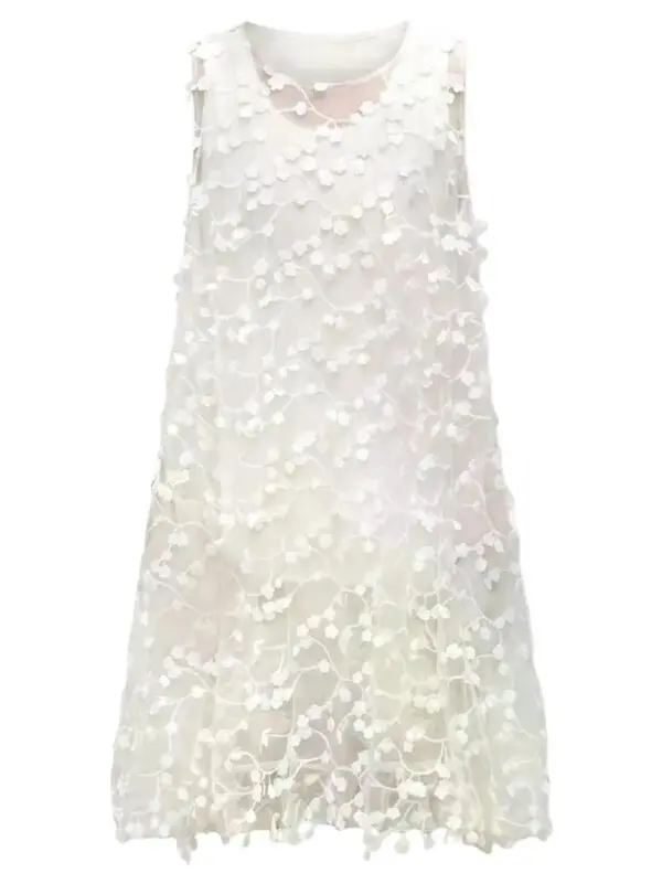 ÉPINGLER Embroidered Jacquard Mini Dress - White