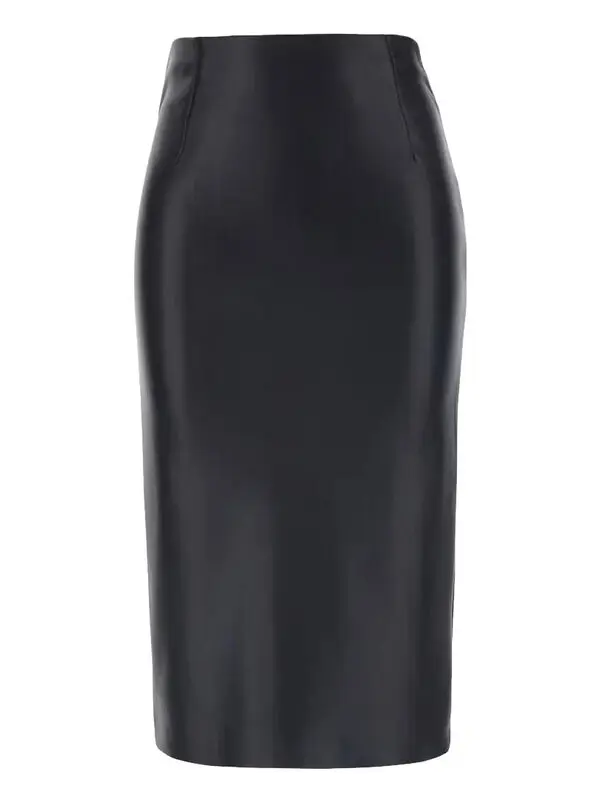 JUCCA Concealed-fastening Rear-slit Midi Skirt - Black