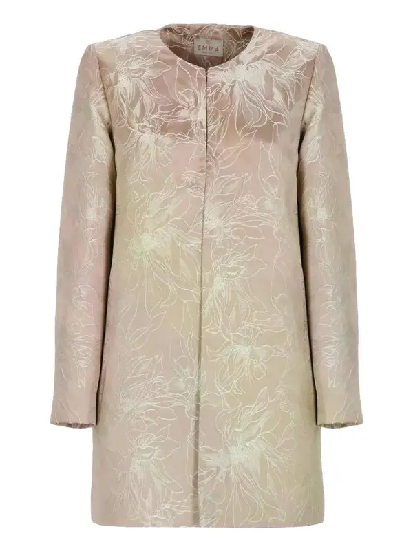 EMME Floral Embroidered Lurex Detail Coat - Pink