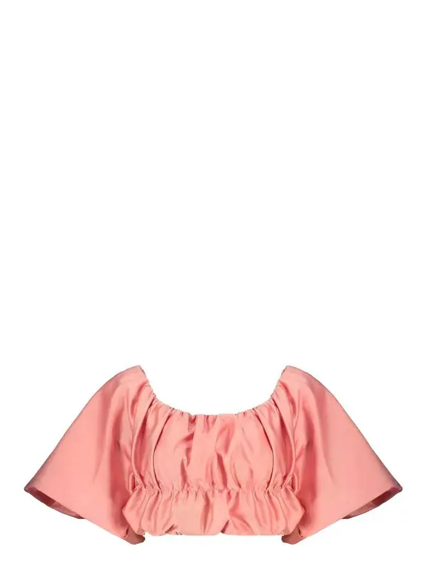 ELLERY Balloon Sleeve Cropped Top - Pink