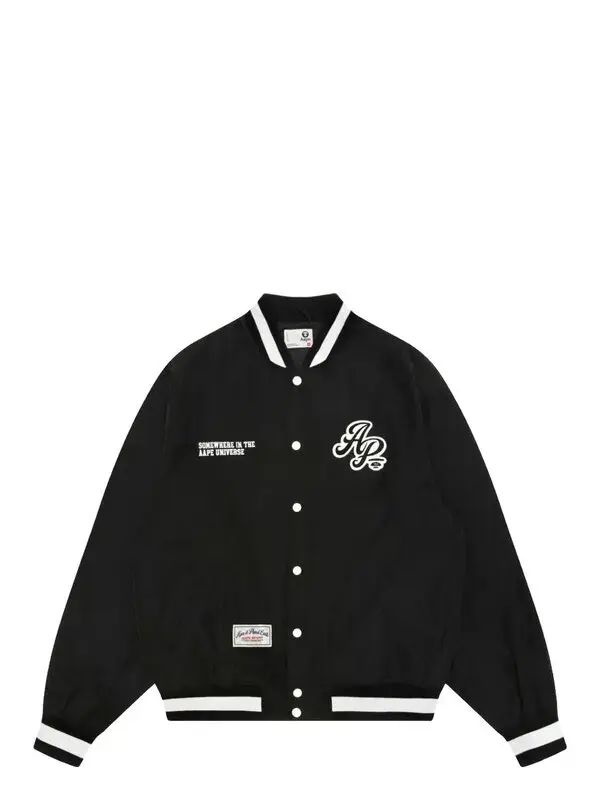 AAPE BY *A BATHING APE Embroidered Logo-patch Varsity Jacket - Black