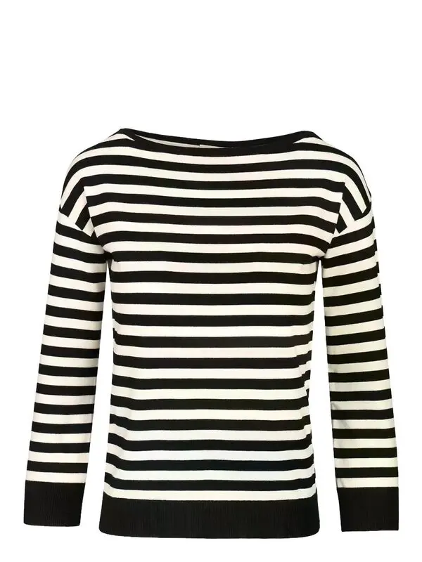 Max Mara Striped Boat Neck Sweater - Black