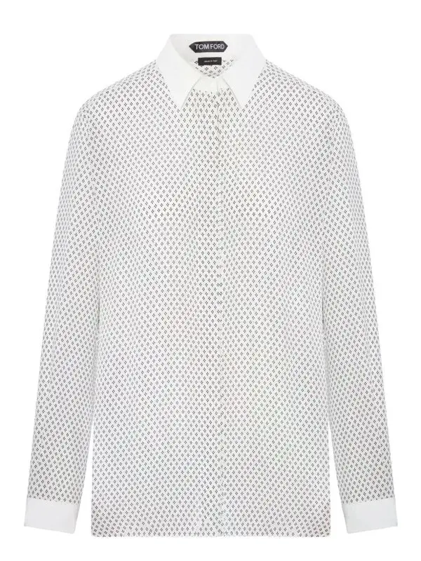 TOM FORD Geometric Print Silk Shirt - White