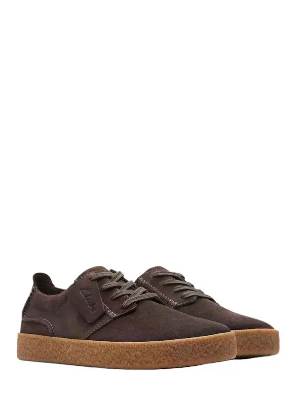Clarks Lace Up Round Toe Suede Shoes - Brown