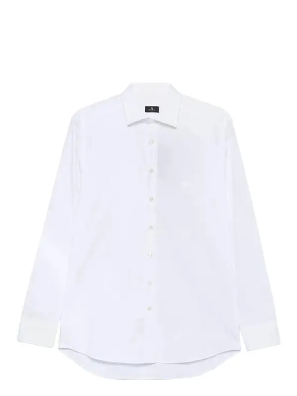 Etro Embroidered-logo Long-sleeve Shirt - Blue