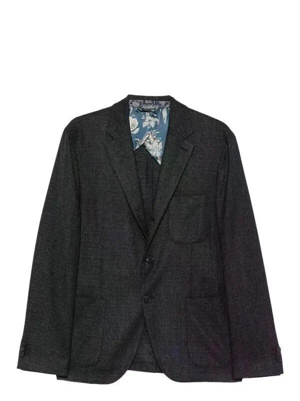 Etro Check-pattern Single-breasted Blazer - Grey