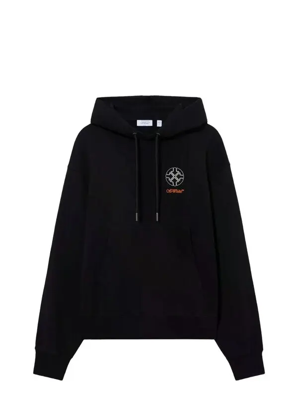 Off-White Cotton Logo Print Hoodie - Black