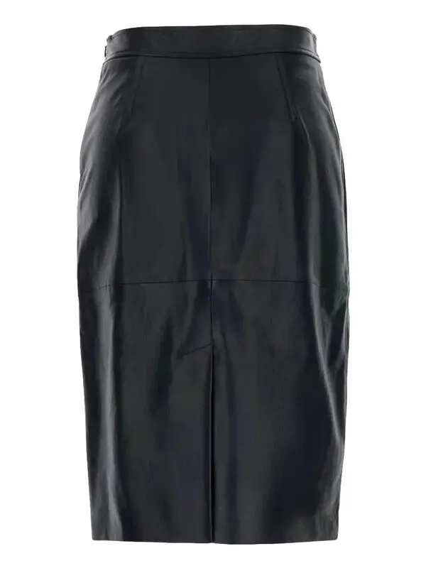 Max Mara Leather Midi Skirt - Black