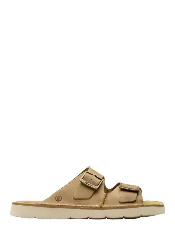 Clarks Solsbury Double Buckle Leather Sandals - Neutrals