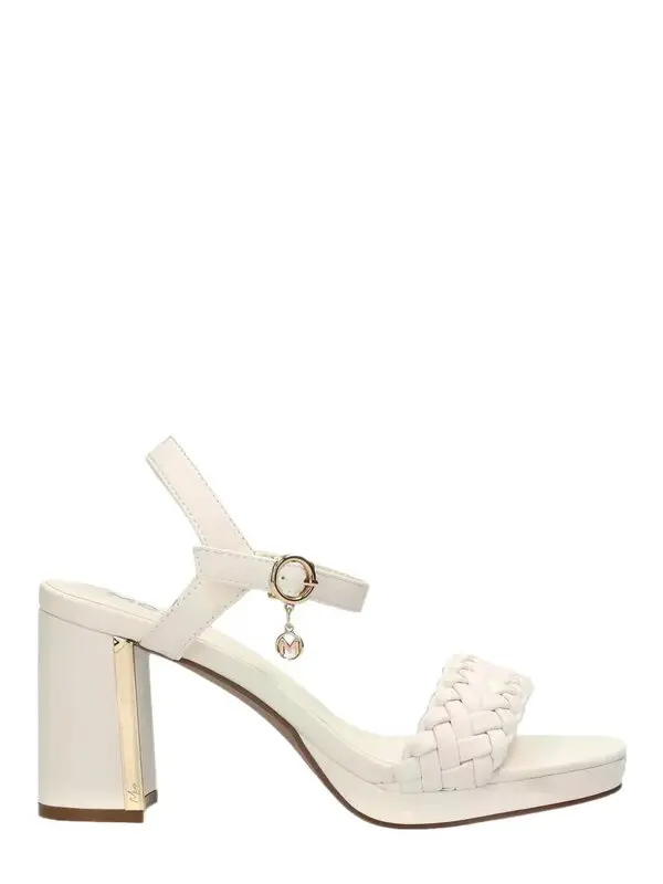 MEXX Braided Ankle-strap Block Heel Sandals - White