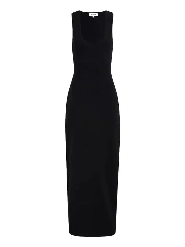 CAYET Nelly Scoop-neck Ribbed Maxi Dress - Black