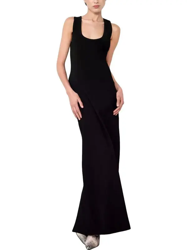 CAYET Nelly Scoop-neck Ribbed Maxi Dress - Black
