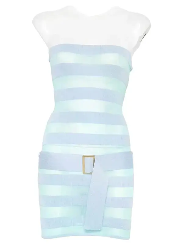 ASTA RESORT Cora Striped Belted Mini Dress - Blue