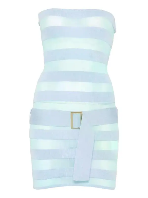 ASTA RESORT Cora Striped Belted Mini Dress - Blue