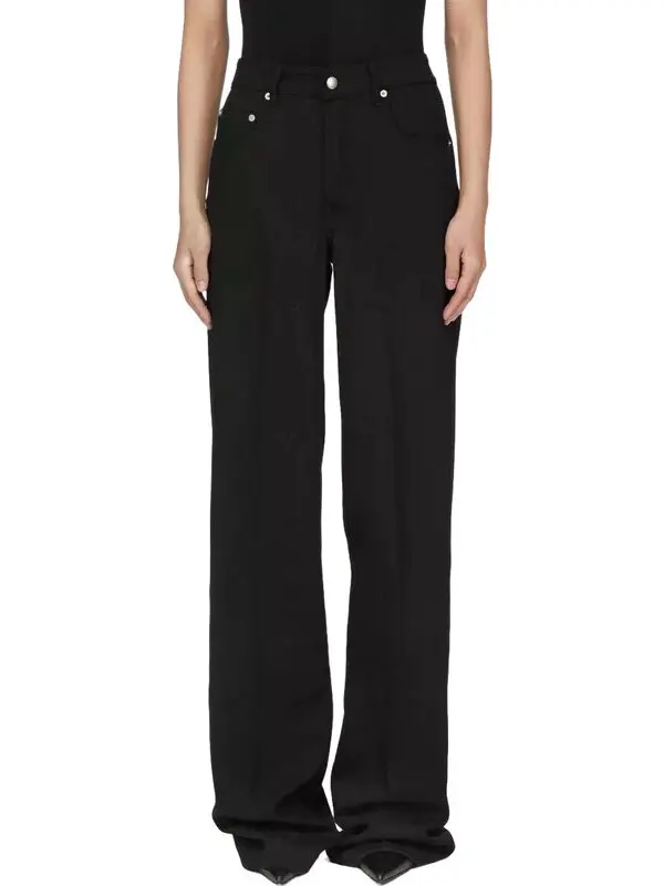 Rick Owens Pressed Crease Wide-leg Wool Trousers - Black