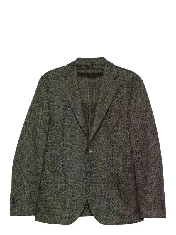 LUIGI BIANCHI Herringbone-weave Notched-lapel Blazer - Green