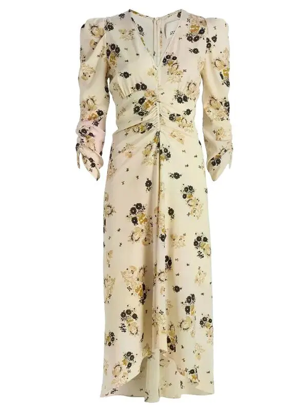 Isabel Marant Étoile Albini Floral-print Ruched Midi Dress - Neutrals