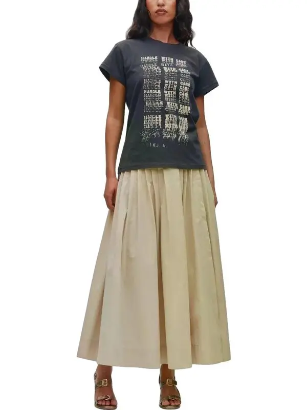 RABENS SALONER Ambla Slogan Print Cotton T-shirt - Grey
