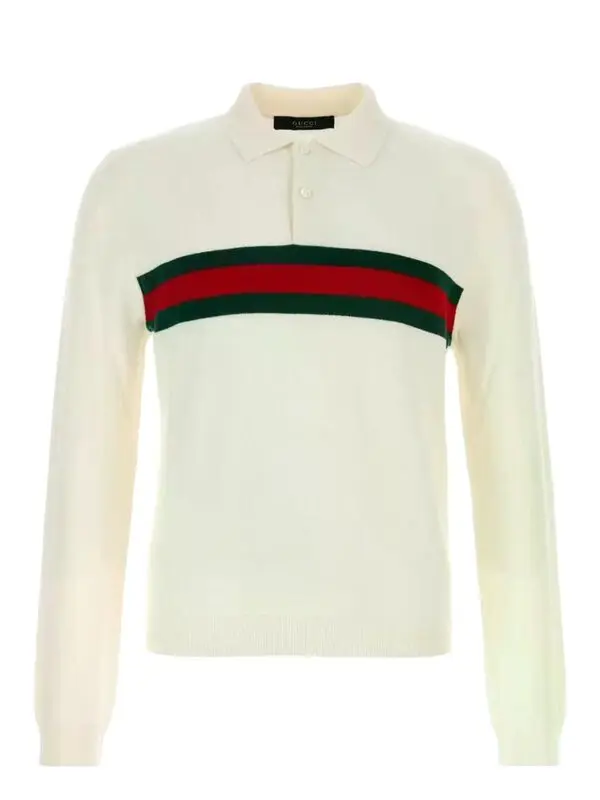 Gucci Web-stripe Long-sleeve Polo Shirt - Neutrals