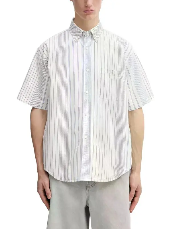 BEAMS Oxford Striped-pattern Button-down Shirt - White