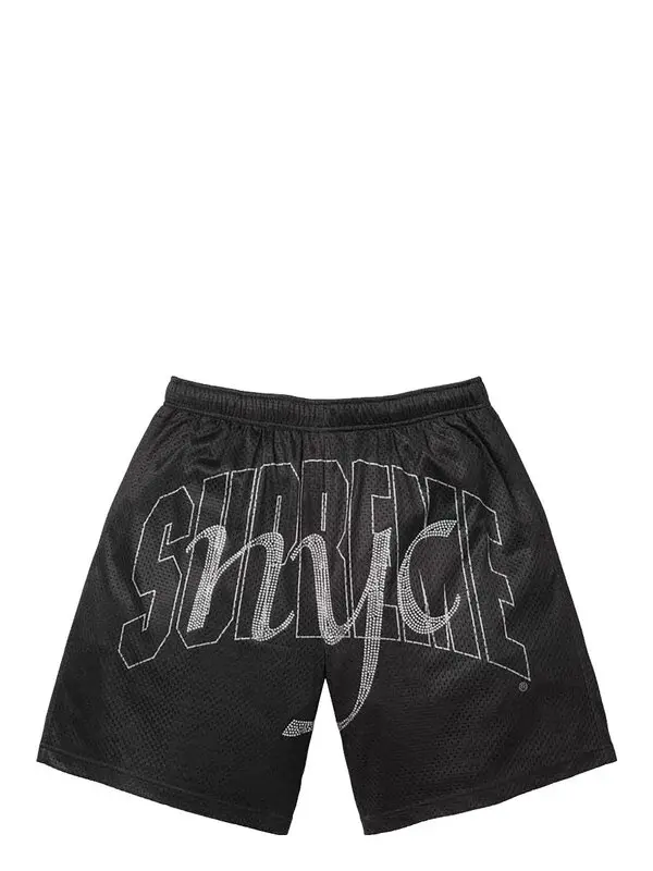 Supreme Rhinestone Embellished Logo Shorts - Black
