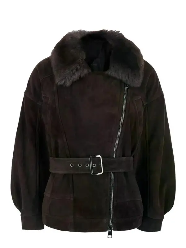 BLANCHA Suede Belted Jacket - Brown