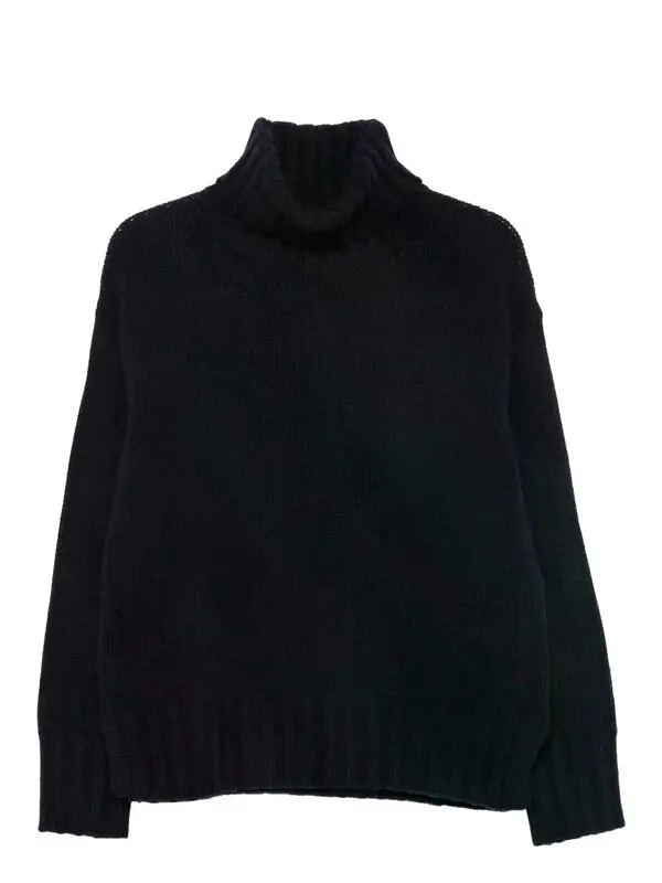 JUCCA Roll Neck Ribbed Trim Sweater - Blue