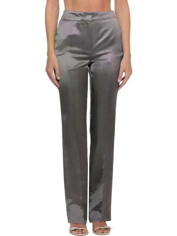 EMME Satin-finish Tailored Trousers - Grey