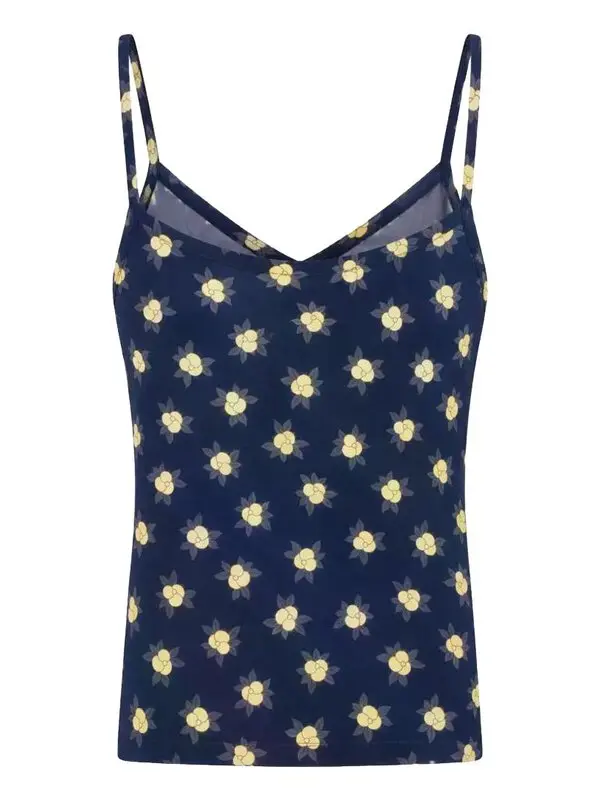 LAURA URBINATI Camellia Print V-neck Blouse - Blue