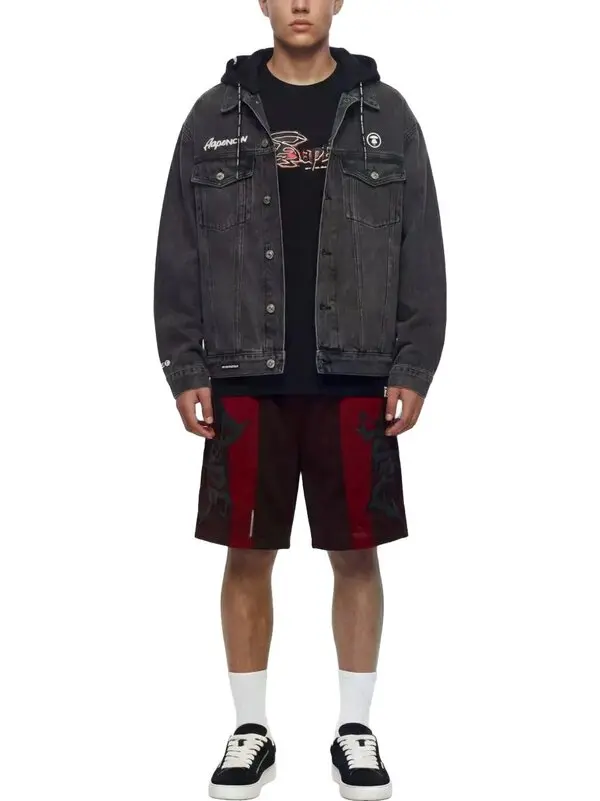 AAPE BY *A BATHING APE Embroidered Panelled Shorts - Red
