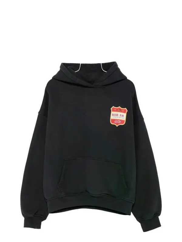 Rhude Logo Print Hoodie - Black