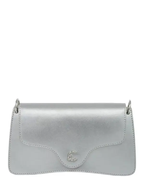 COCCINELLE Logo Plaque Shoulder Bag - Silver