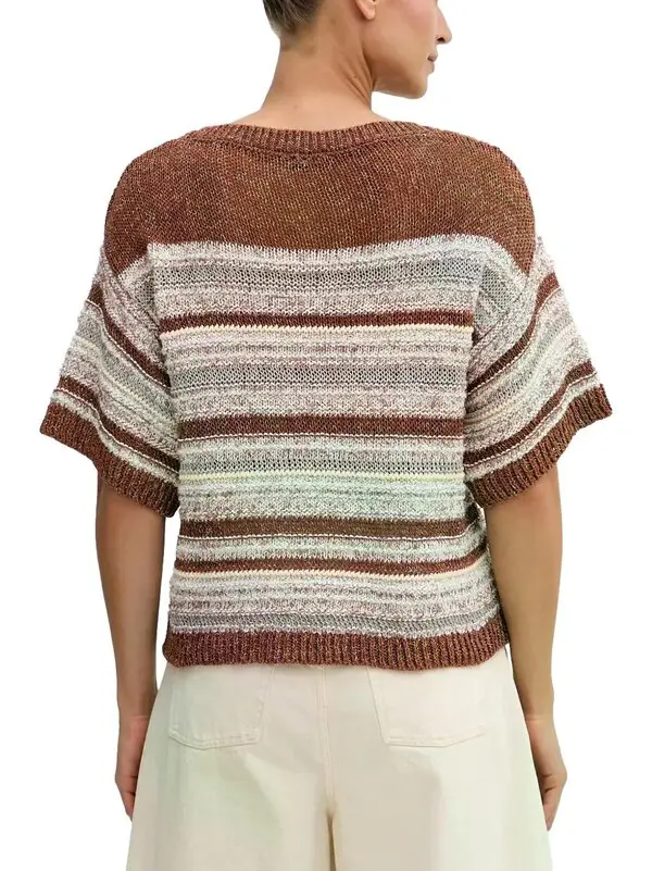 BENETTON Striped Knit Sweater - Brown