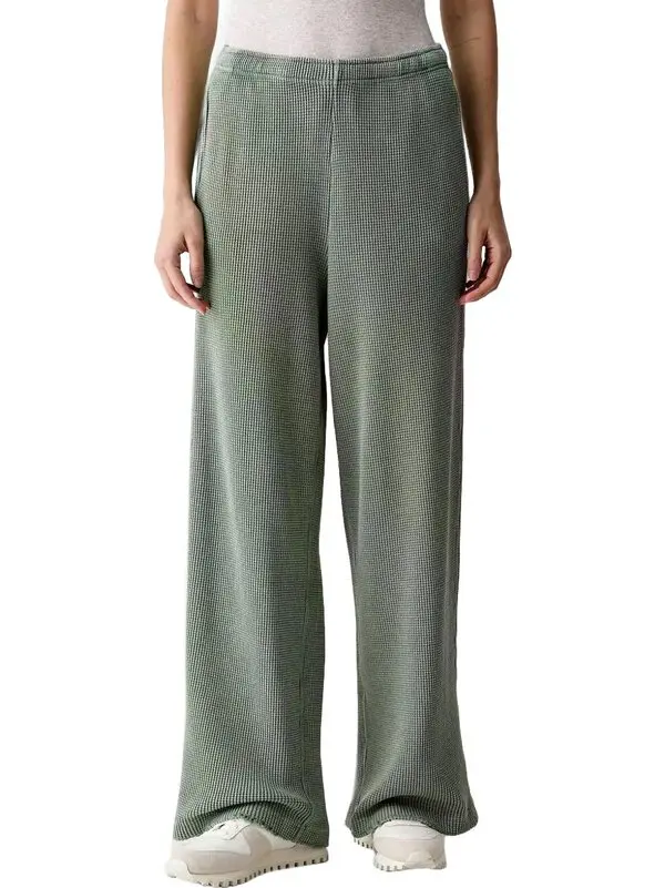 American Vintage Waffle Knit Elasticated Waist Trousers - Green