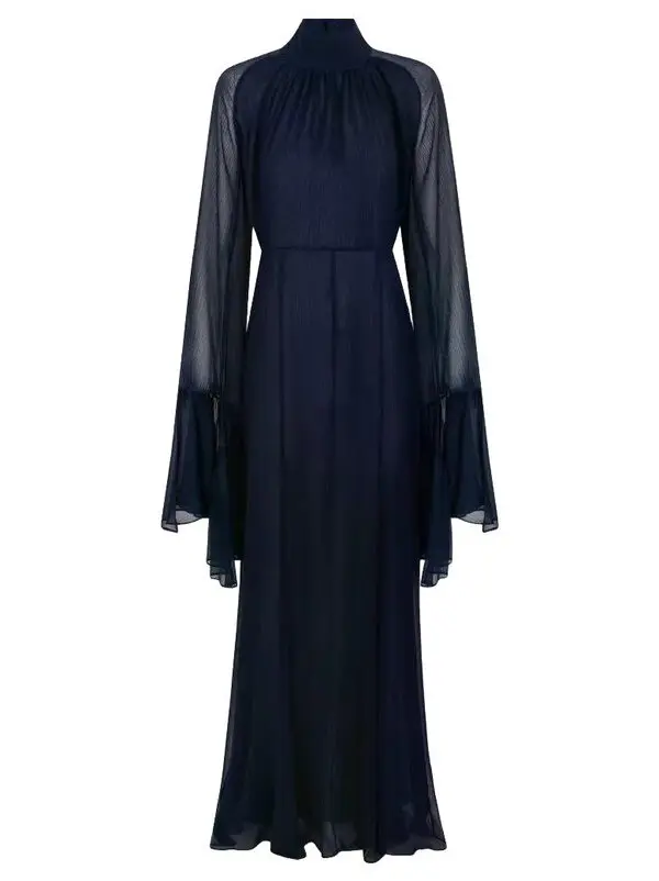 CAYET Yara Ruffled-sleeve Maxi Dress - Blue